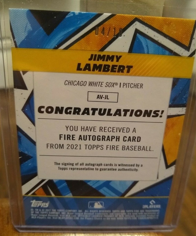 Jimmy Lambert 2021 Topps Fire Rookie Auto 04/10 Gold Foil SSP Signed ...