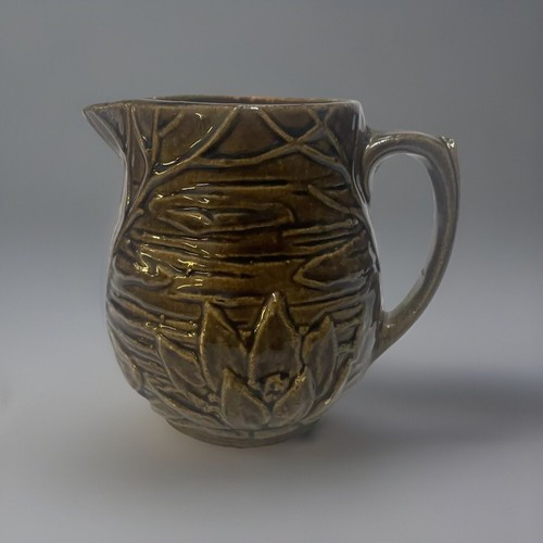 Vtg McCoy Pitcher Water Lily Lotus 5” Brown #124 Pottery 1935 3 Cup ...