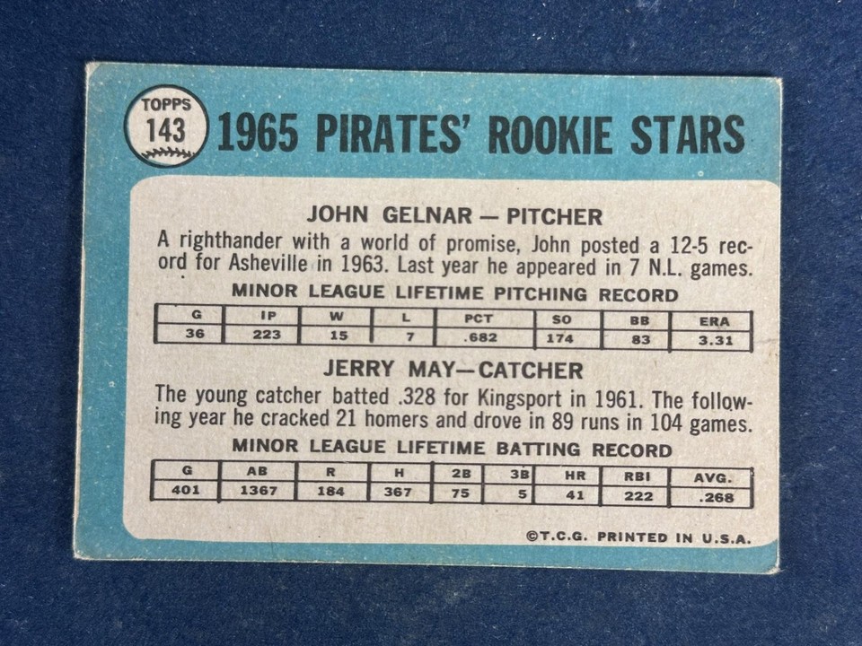1965 Topps (John Gelnar / Jerry May) Pittsburgh Pirates GOOD | eBay