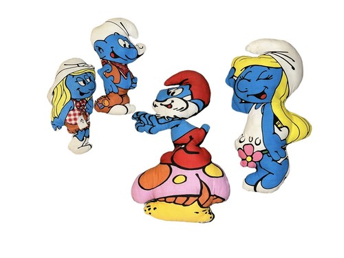 4 Vintage 1980’s Peyo Smurfs Sew & Stuff Pillow Panel Smurfette Papa | eBay
