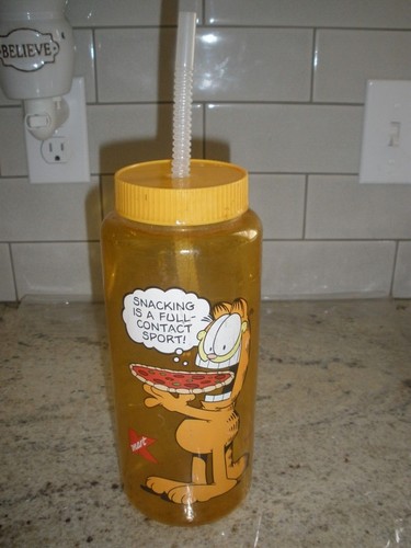 Vintage 1997 Kmart Garfield Plastic Water Bottle 9" Tall Snacking is ...