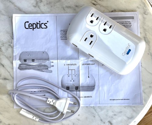 Ceptics 150W 220V to 110V Intl. Travel Voltage Converter 3 Outlets 4 ...