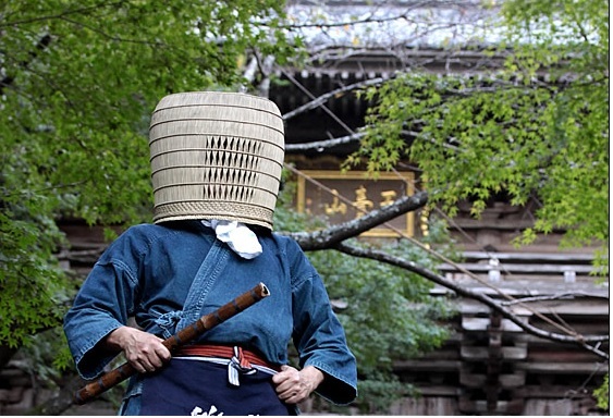 Komuso hat rush Komusogasa helmet shakuhachi Samurai Bushi Edo made in ...
