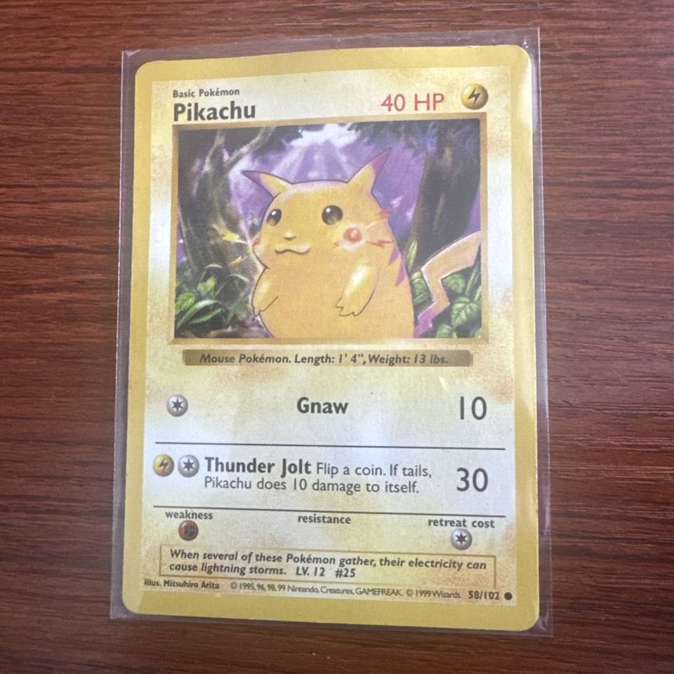 Pokémon TCG Pikachu Shadowless Red Cheek ERROR 58/102 RARE | eBay