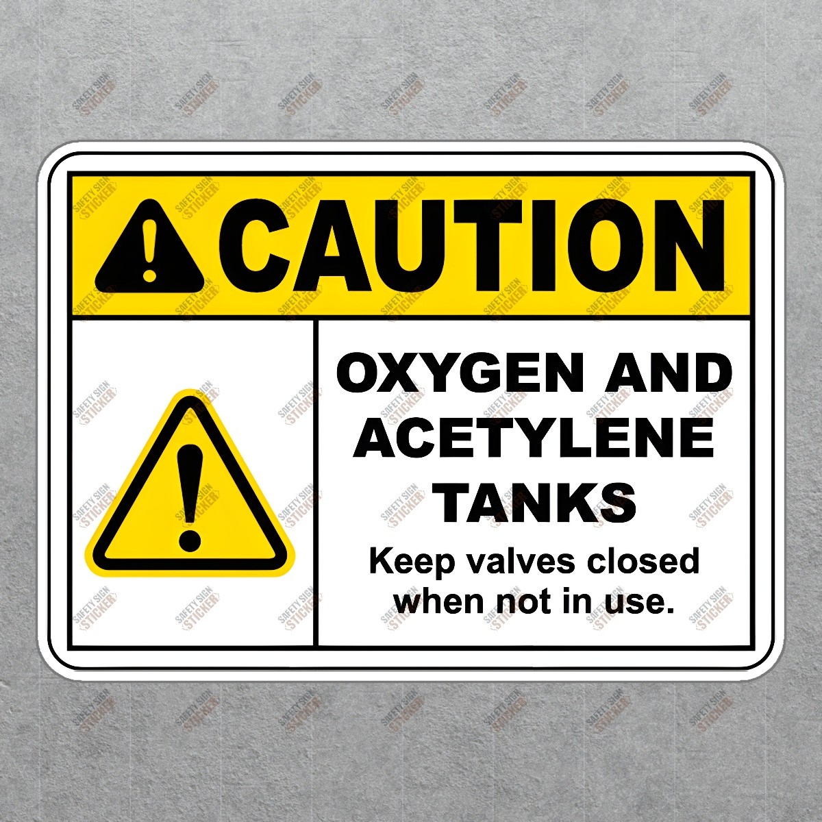 Caution Safety Sign Sticker Oxygen and Acetylene Tanks Essential ...