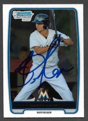 2012 BOWMAN CHROME BCP 140 Brent Keys MIAMI MARLINS SIGNED AUTOGRAPH ...