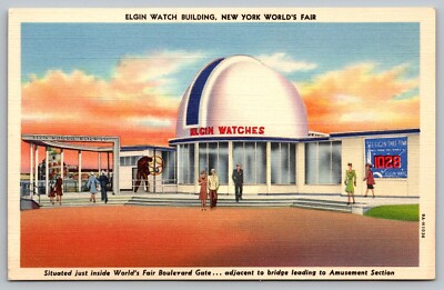 Postcard The Elgin Watch Building New York World's Fair VTG c1930 H2 | eBay