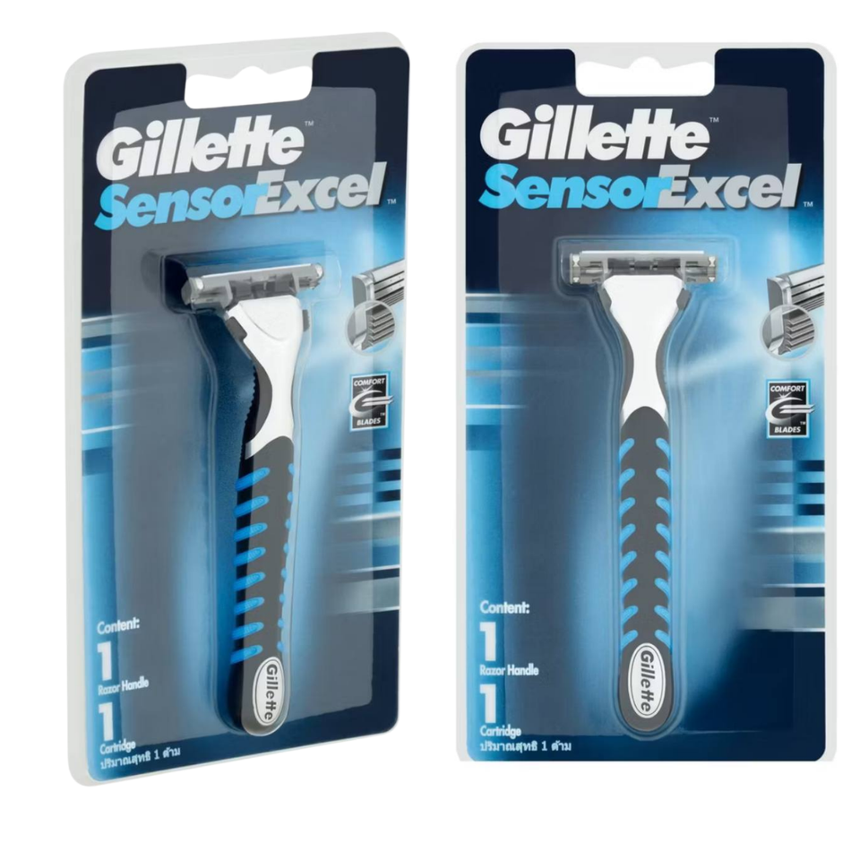 2 X Gillette Sensor Excel Razor Handle + 2 Cartridge - HOLDS WOMENS ...