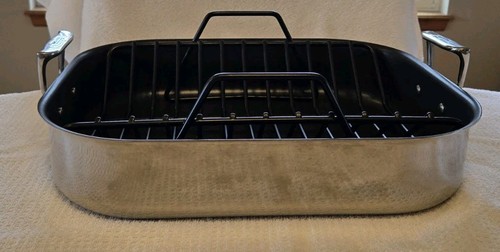 All-Clad 13 x 16 Large Stainless Steel Nonstick Roaster with Rack | eBay