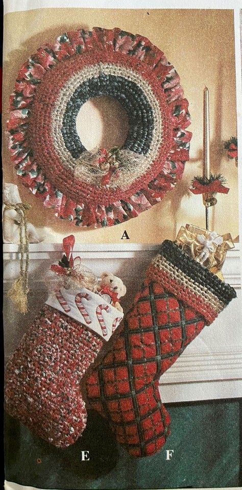 VTG Simplicity 8770 UNCUT Pattern Christmas Crochet Wreath Stocking ...