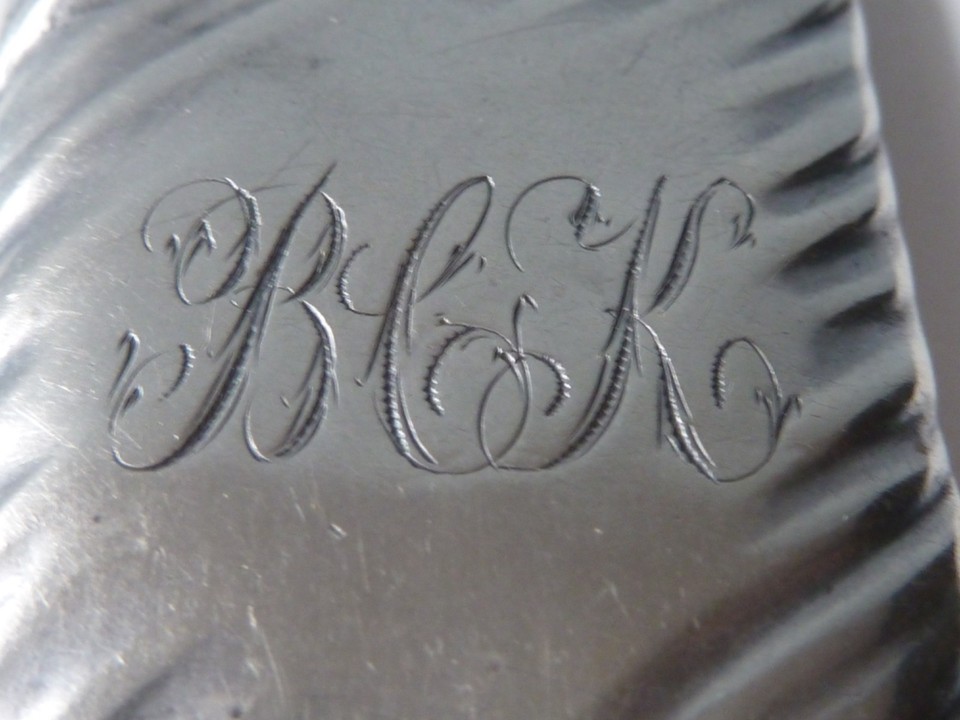 HOWARD STERLING SILVER MATCH SAFE SWIRLED LOBING ENGRAVED "B.C.K." C ...