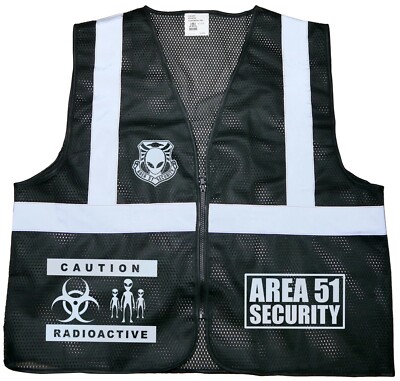 Area 51 Black Security vest, Reflective design, Alien, Extraterrestrial ...