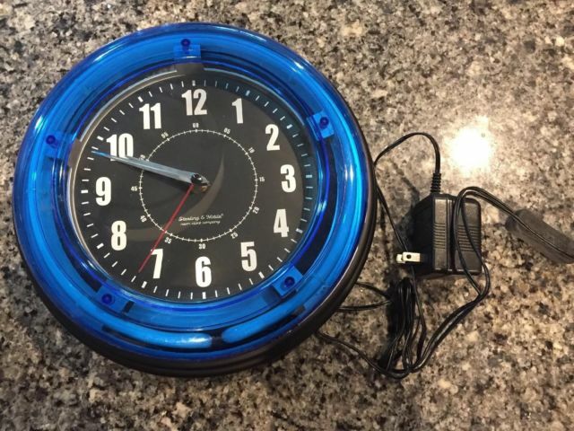 Sterling and Noble Blue Neon Wall Clock for sale online | eBay