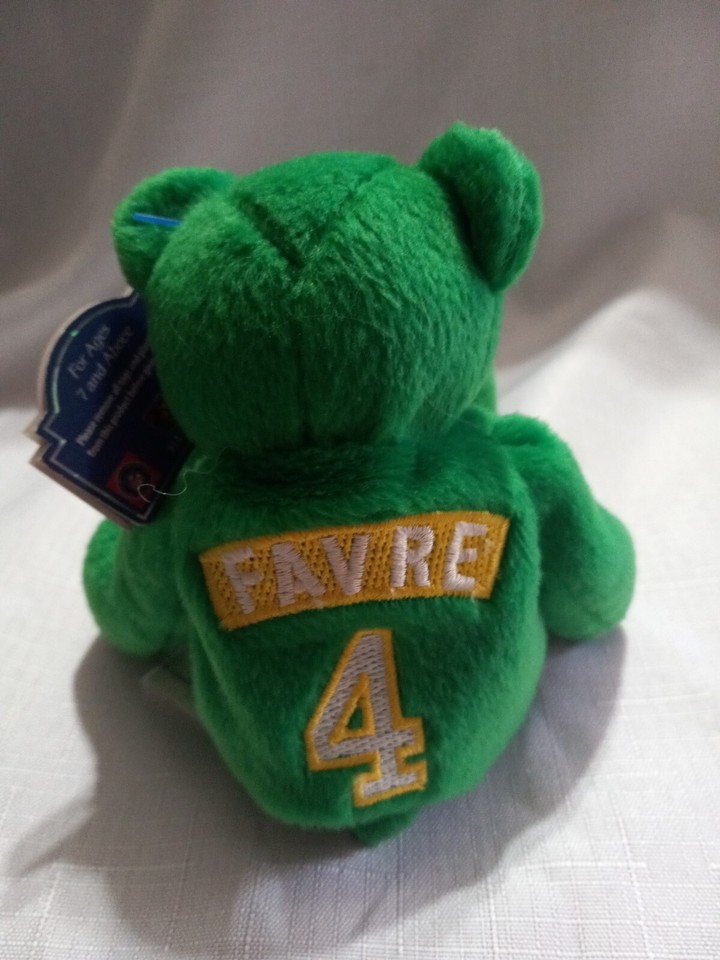 GREENBAY PACKERS #4 BRETT FAVRE BEAN FILLED BEAR GREEN PLUSH TOY ...