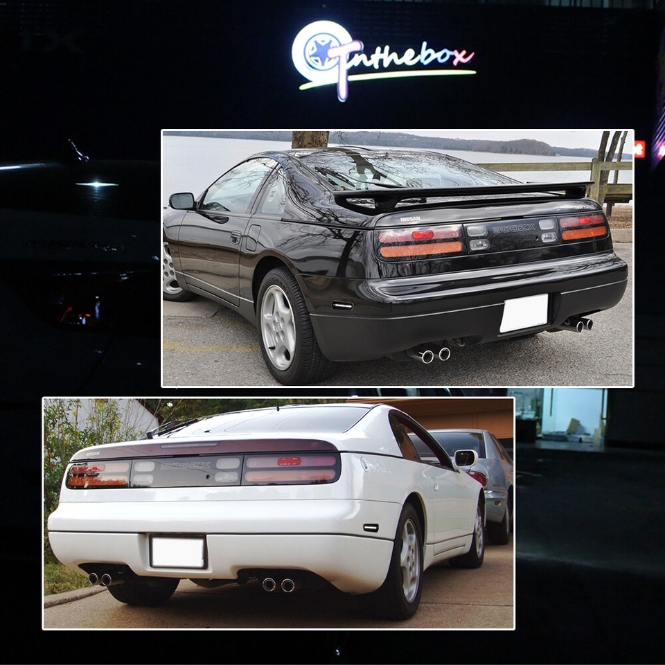Smoked Lens Rear Bumper White LED Side Marker Lights For 90-96 Nissan ...