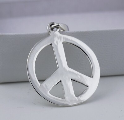 Women Girl Men Boy 925 Sterling Silver 19mm Round Peace Sign Pendant | eBay