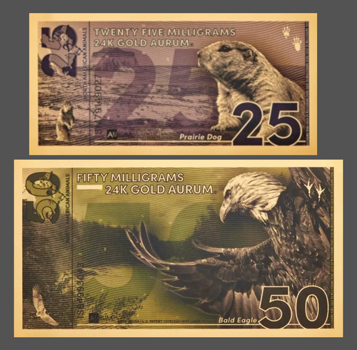 GOLD - [LOT OF 2] Aurum Notes - 50mg (Bald Eagle 24K) & 25mg (Prairie ...