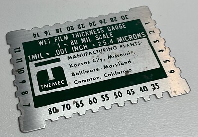 Wet Film Thickness Gauge Combs, Mil, Step notched for Paints 1 to 80 ...