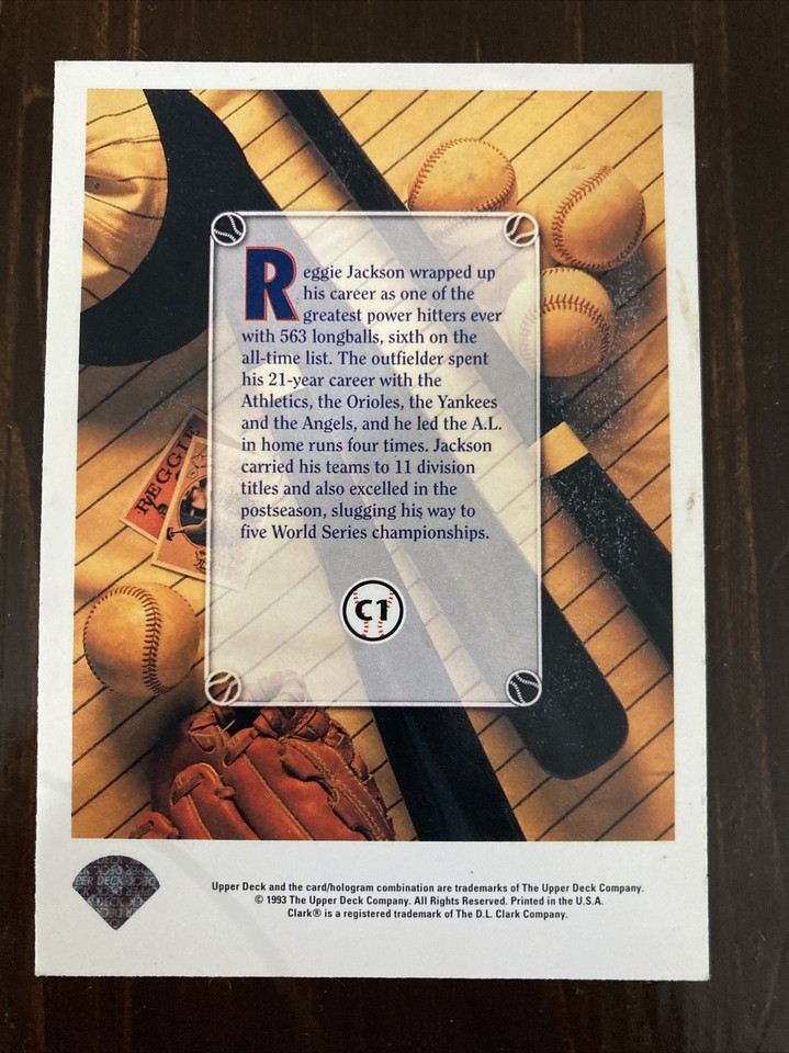 1993 Upper Deck Clark Bar Reggie Jackson #C1 Reggie Jackson New York ...