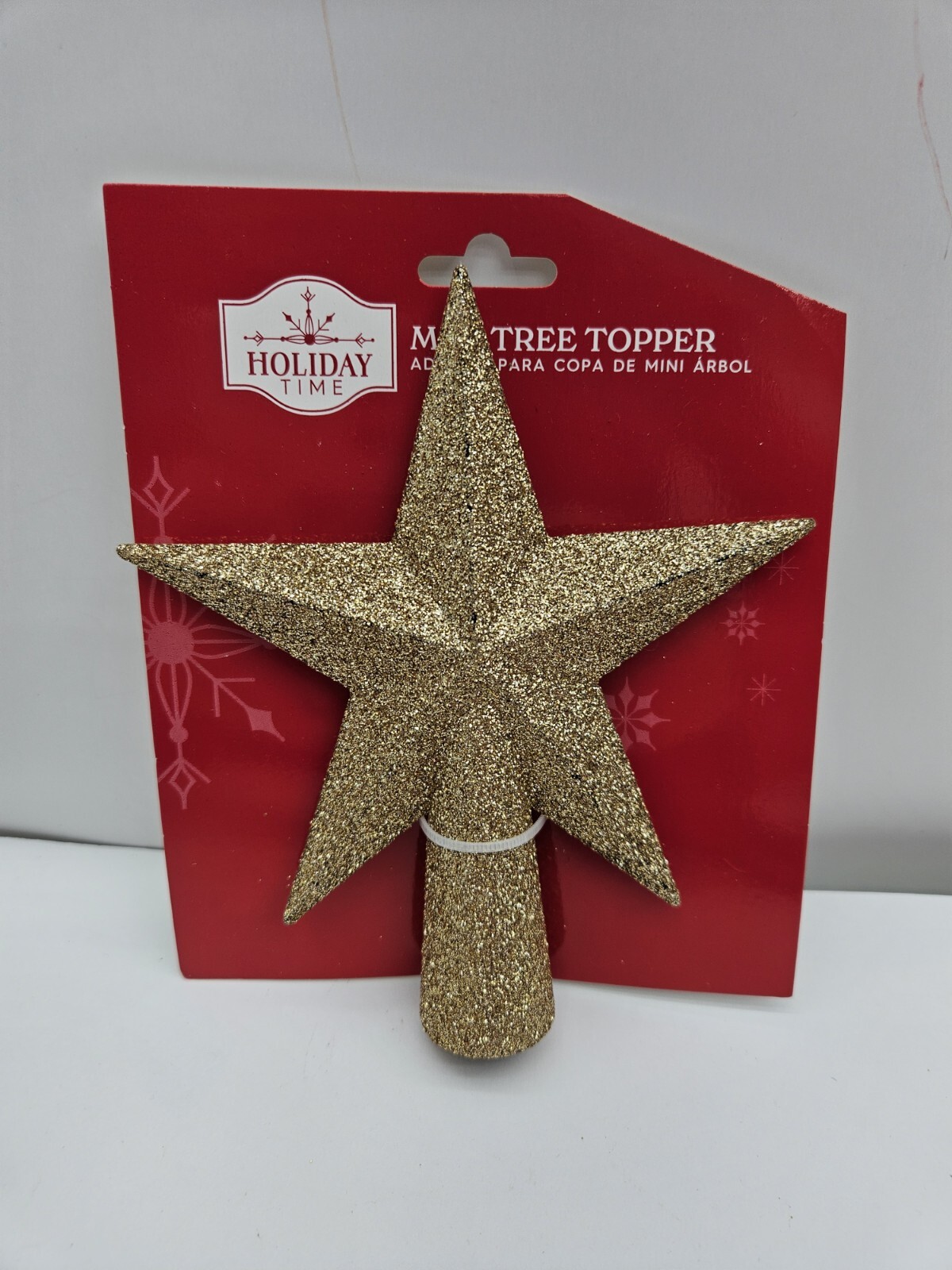 Holiday Time Mini Tree Topper Gold Star Glitter 5" Christmas | eBay