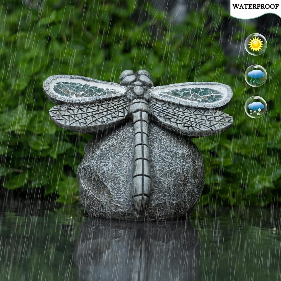 Solar Dragonfly Garden Statue Outdoor Dragonfly Figurine Light for ...
