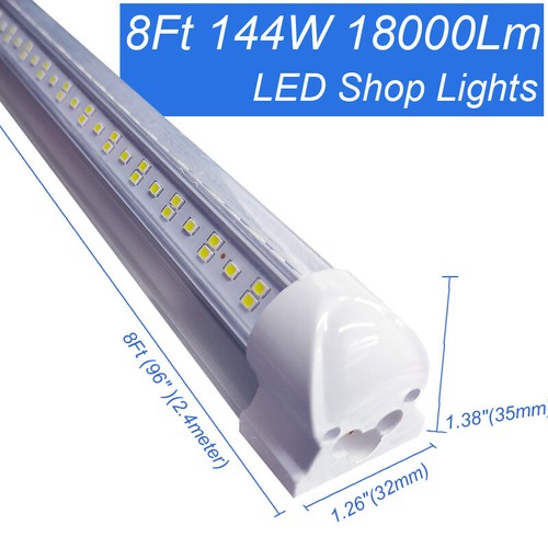 25 Pack T8 8FT LED Tube Light Bulbs 144W 6500K 8 Foot LED Shop Light ...