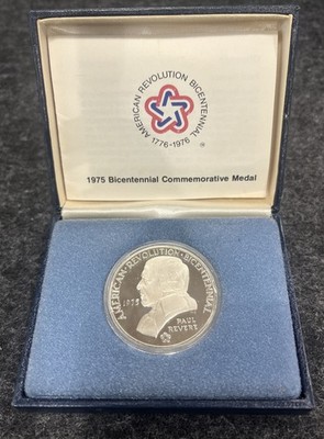 1975 U.S. BICENTENNIAL COMMEMORATIVE .925 SILVER MEDAL, PAUL REVERE ...