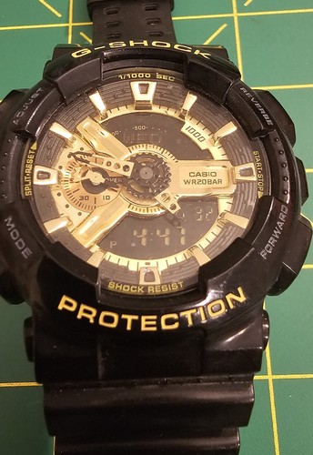 Casio G-shock GA-110GB Watch Men 51mm Black Gold Analog Digi Alarm ...