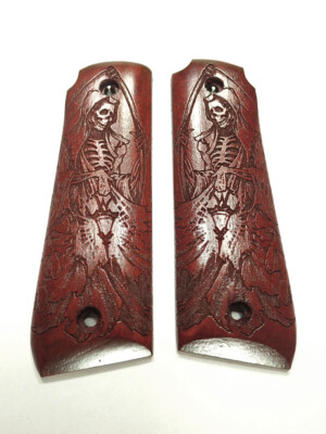Rosewood Grim Reaper Ruger Mark IV 22/45 Grips MK 4 Engraved Textured ...