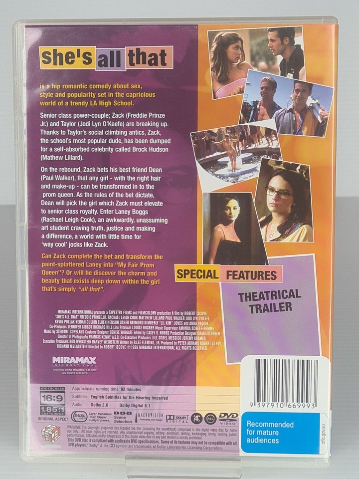 She's All That DVD Kieran Culkin Matthew Lillard Kevin Pollak Paul ...