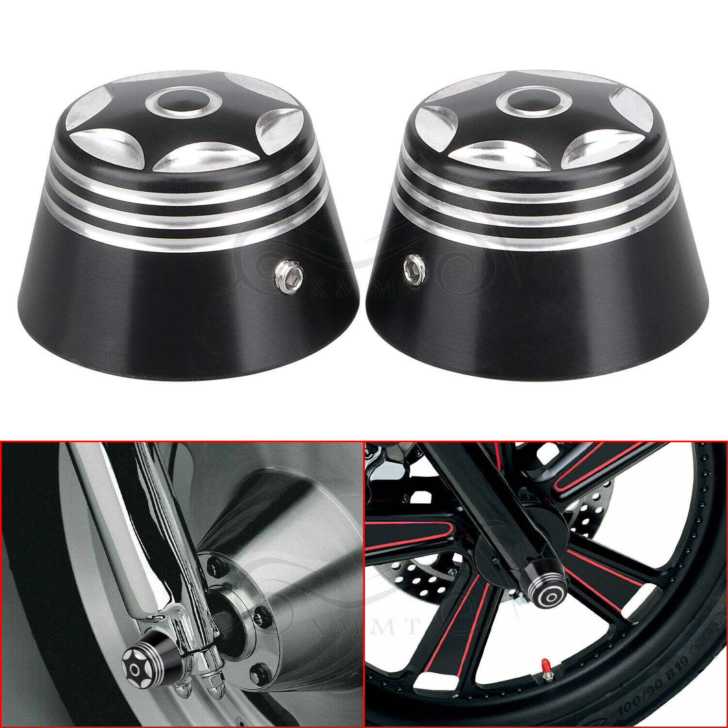 Front Axle Nut Covers Bolt Fit For Harley Road Street Glide Dyna Fat ...