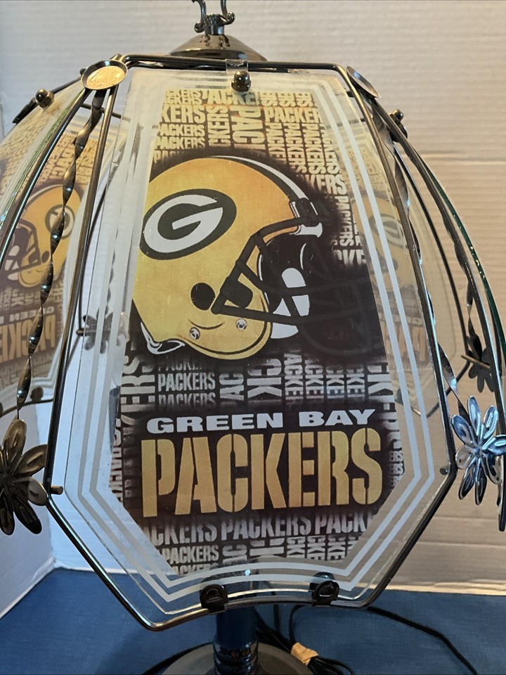 Vintage NFL Green Bay Packers Touch Lamp 6 Panel 3 Way Light WORKS ...