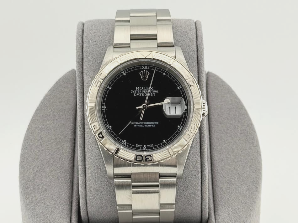 Rolex Datejust Turn O Graph Thunderbird 16264 36mm Black Dial 18k Gold ...