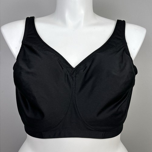 Glamorise Size 50DD Magic Lift Ultimate High Support Sports Bra Black ...