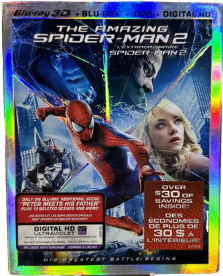 PLAYED ONCE with SLIP The Amazing Spider-Man 2 Blu Ray 3D Blu-Ray DVD ...