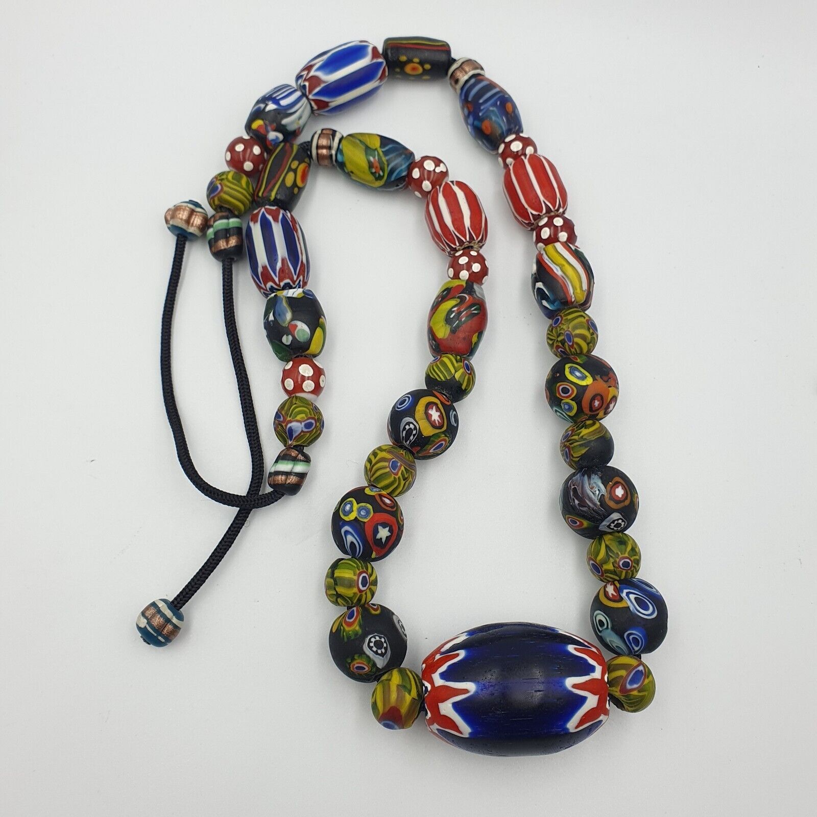 Vintage Roman Venetian Style Chevron Mosaic Glass Beads Necklace MX-28 ...