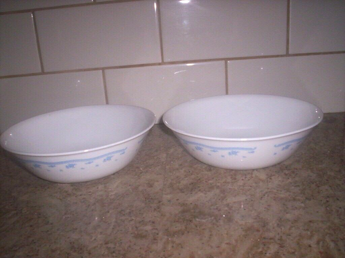 Vintage Corelle Corning Morning Blue Floral Vegetable Serving Bowl 8 1/ ...