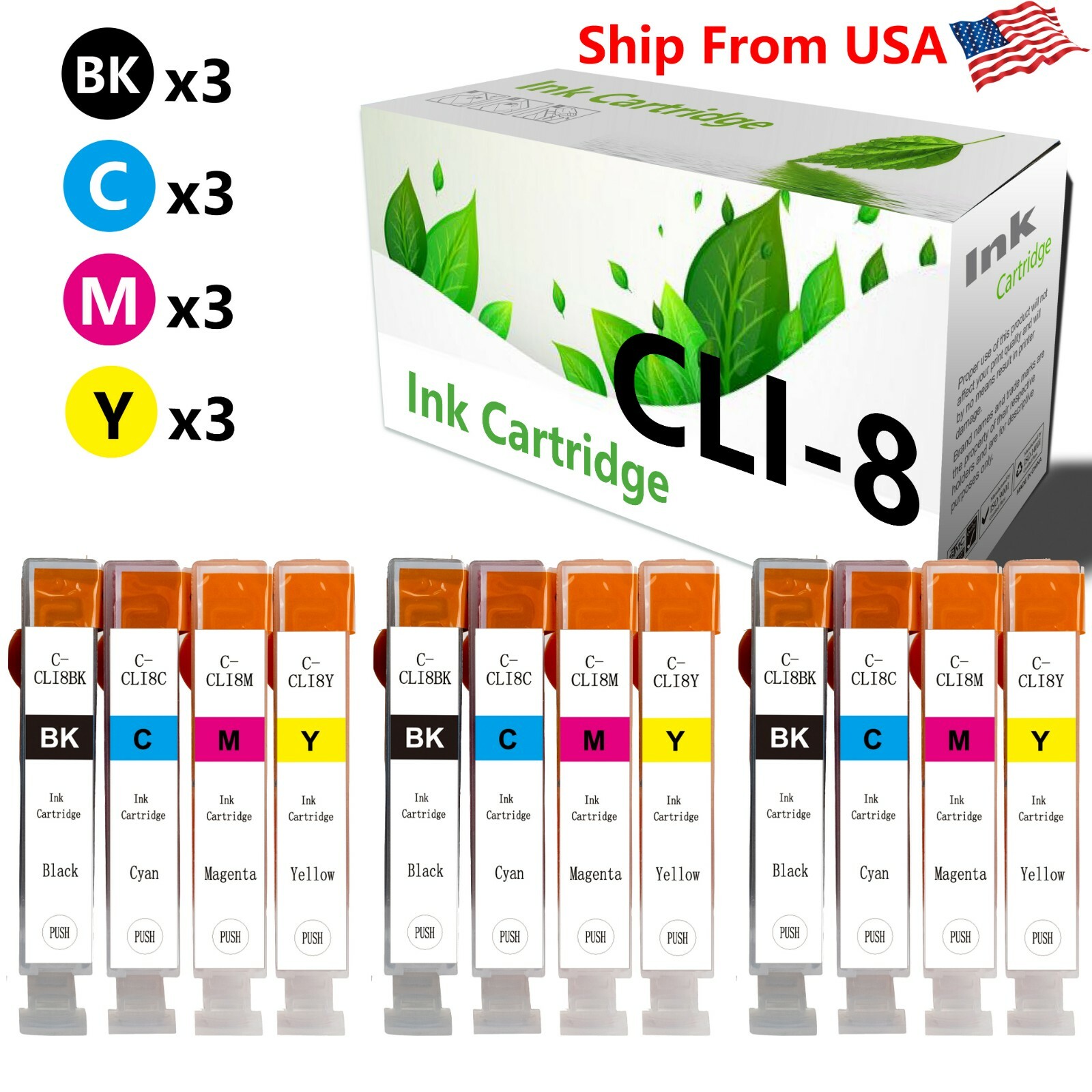 12-PacK PGI-5 CLI-8 Ink Cartridge for PIXMA iP4300 PIXMA MP530 Printer ...