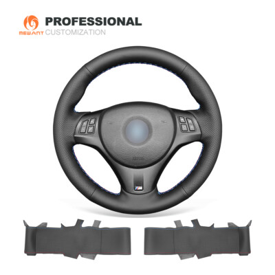 Black Genuine Leather Steering Wheel Cover for BMW 1 Series E81 E82 E87 ...