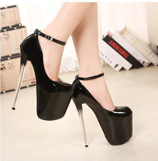 Women's 22cm High Heels Stilettos High Platform Ankle Strap Pumps Party ...