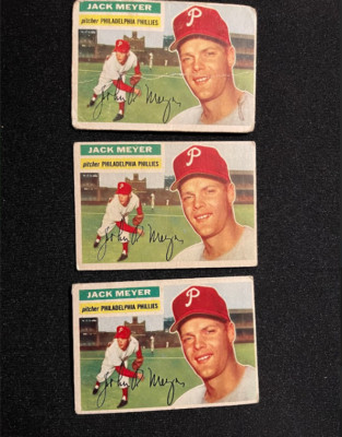 DCC: 1956 Topps Jack Meyer 3-card lot Philadelphia Phillies #269 GOOD+ ...