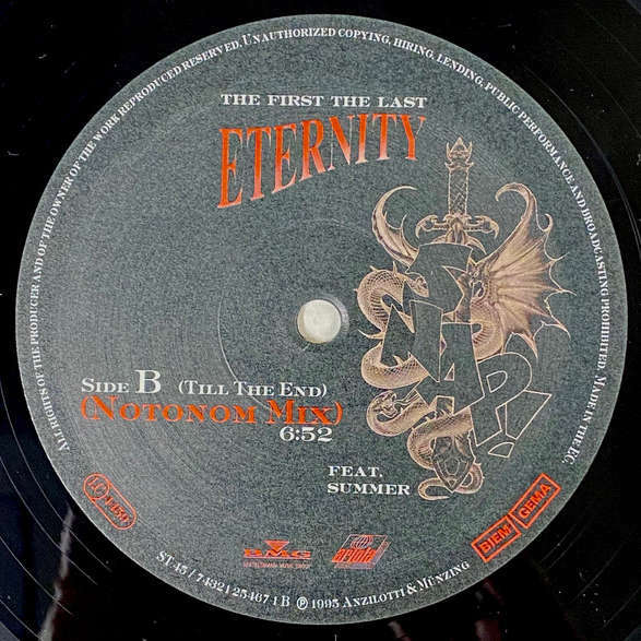 Snap First The Last Eternity 12" Vinyl Europe Arista 1995 2 Track GDC ...