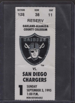 RAIDERS TICKET RETURN TO OAKLAND from L.A. 1st Game **KAUFMAN DEBUT ...