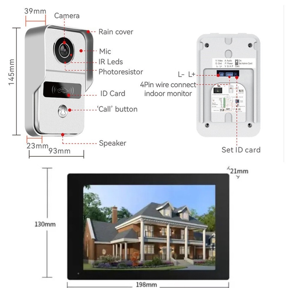 WiFi Video Doorbell Waterproof Intercom Inductive Card Unlock Door ...