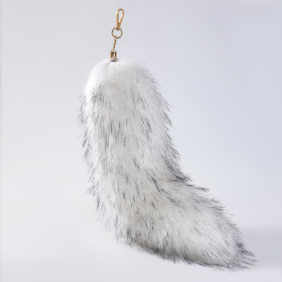 Plush Fluffy Tail Keychain Furry Animal Tail Keyring Keychain 35cm ...