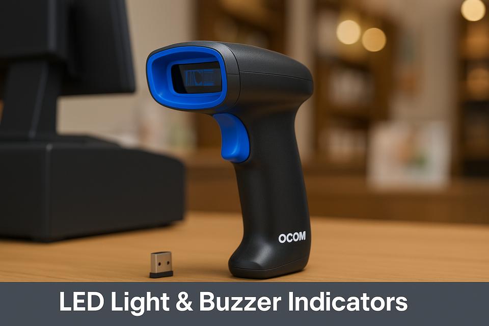 Bluetooth 2D QR Barcode Scanner – OCOM USB Wired Wireless POS Reader 1D ...