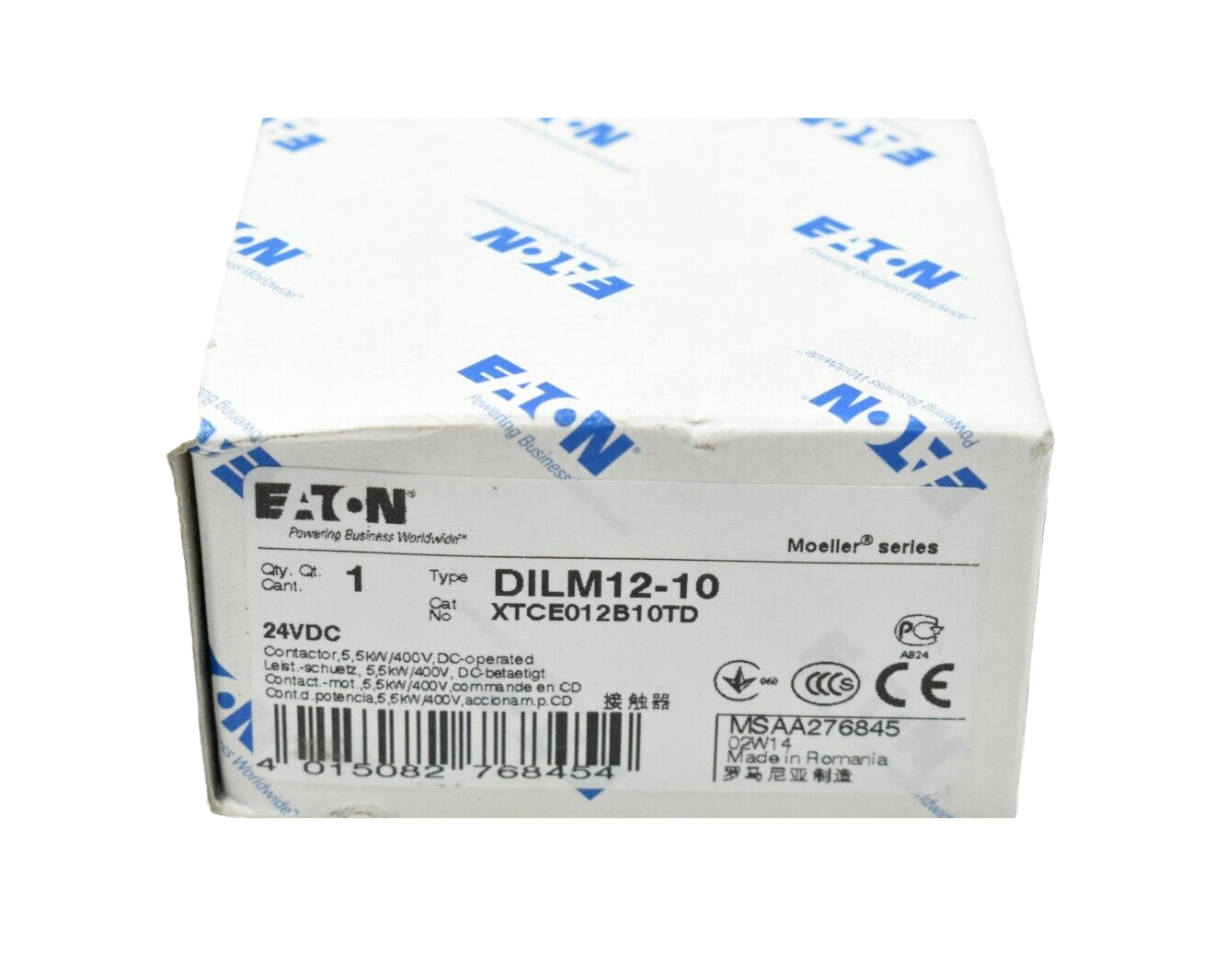 Eaton DILM12-10 motor contactor 5 5kW 12A AC3 24V DC coil 1NO aux for ...
