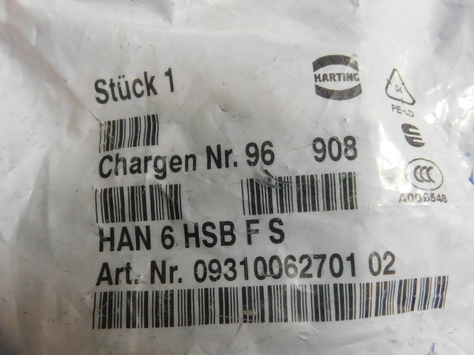 Harting HAN-6-HSB-F-S Connector Screw Termiunation Cross-section ...