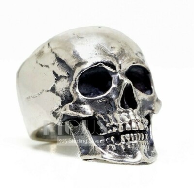 Skull 925 Sterling Silver Skull Head Men's Biker Rider Ring birthday ...