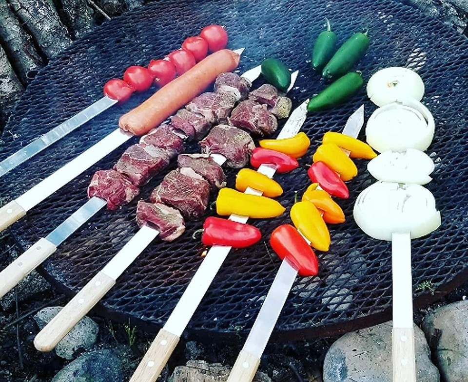 G & F - Large Stainless Steel Brazilian-Style BBQ Skewers with Hard ...